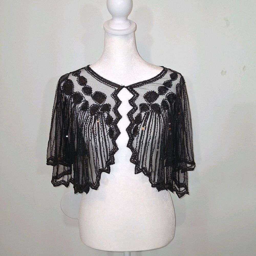 Unbranded | Accessories | Beaded Sequin Sheer Shawl Sz Os Roaring 92s ...